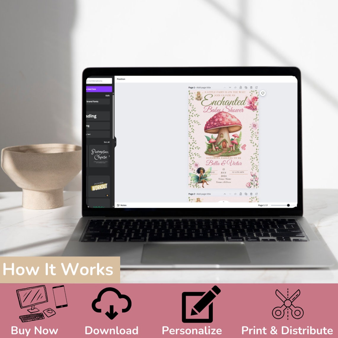 Fairy Enchanted Baby Shower Invitation & Diaper Raffle Flyer - Etsy