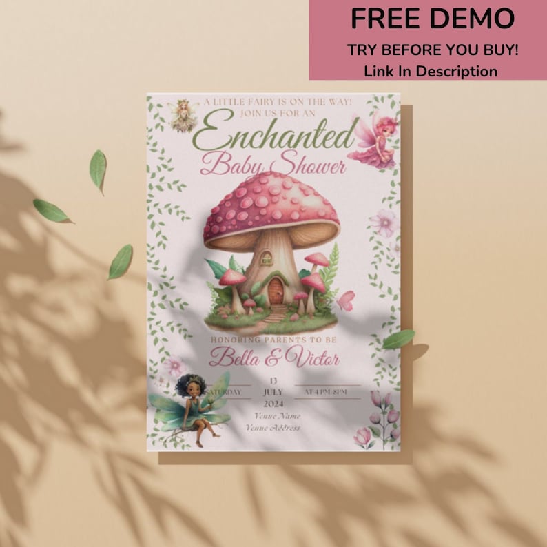 Fairy Enchanted Baby Shower Invitation & Diaper Raffle Flyer - Etsy