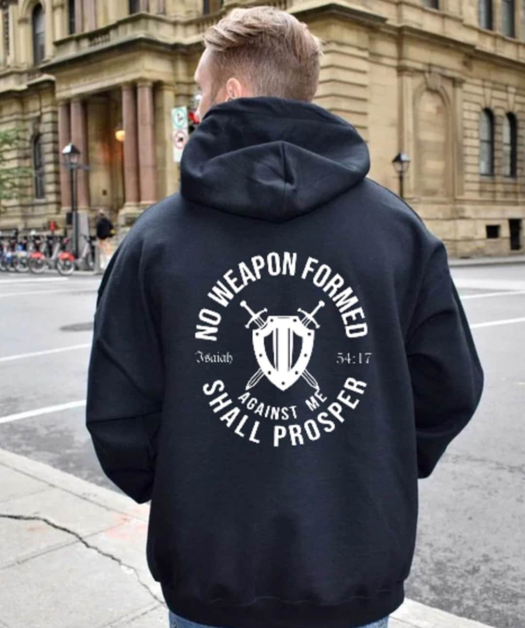 No Weapons Formed Against Me Shall Prosper Isaiah 54:17 Hoodie, Christian Jumper, Sweat Shirt ...
