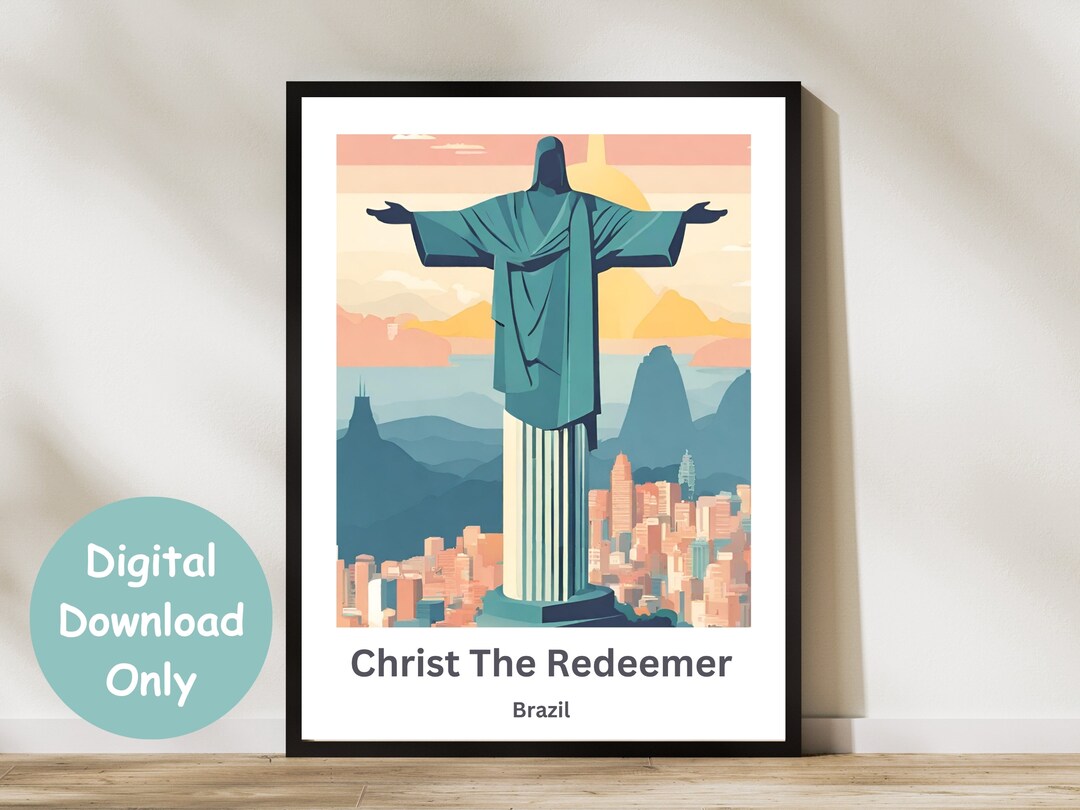 Christ the Redeemer travel Poster Retro Style Wall Art Print Printable ...