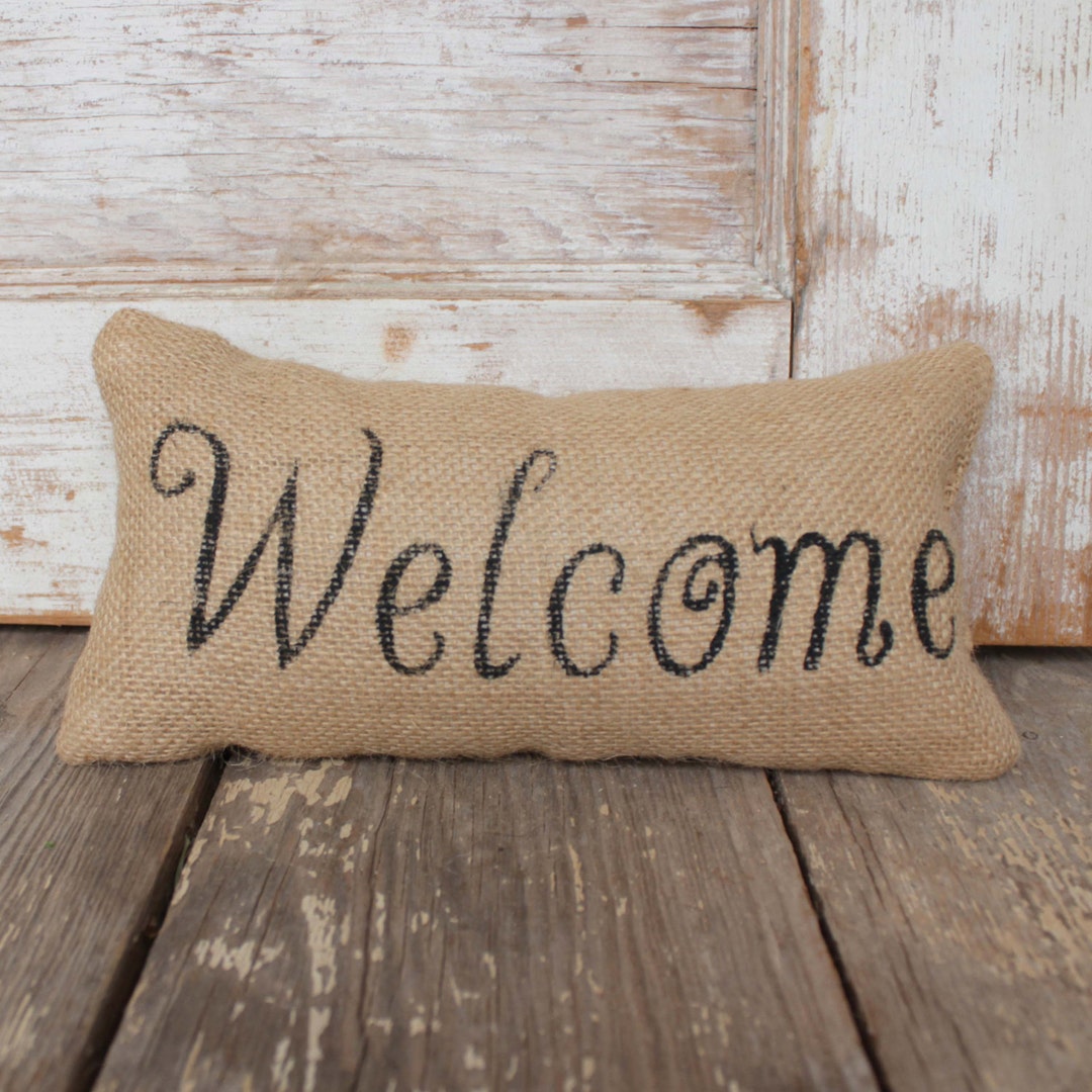 Welcome Burlap Feed Sack Doorstop Typography Door Stop - Etsy