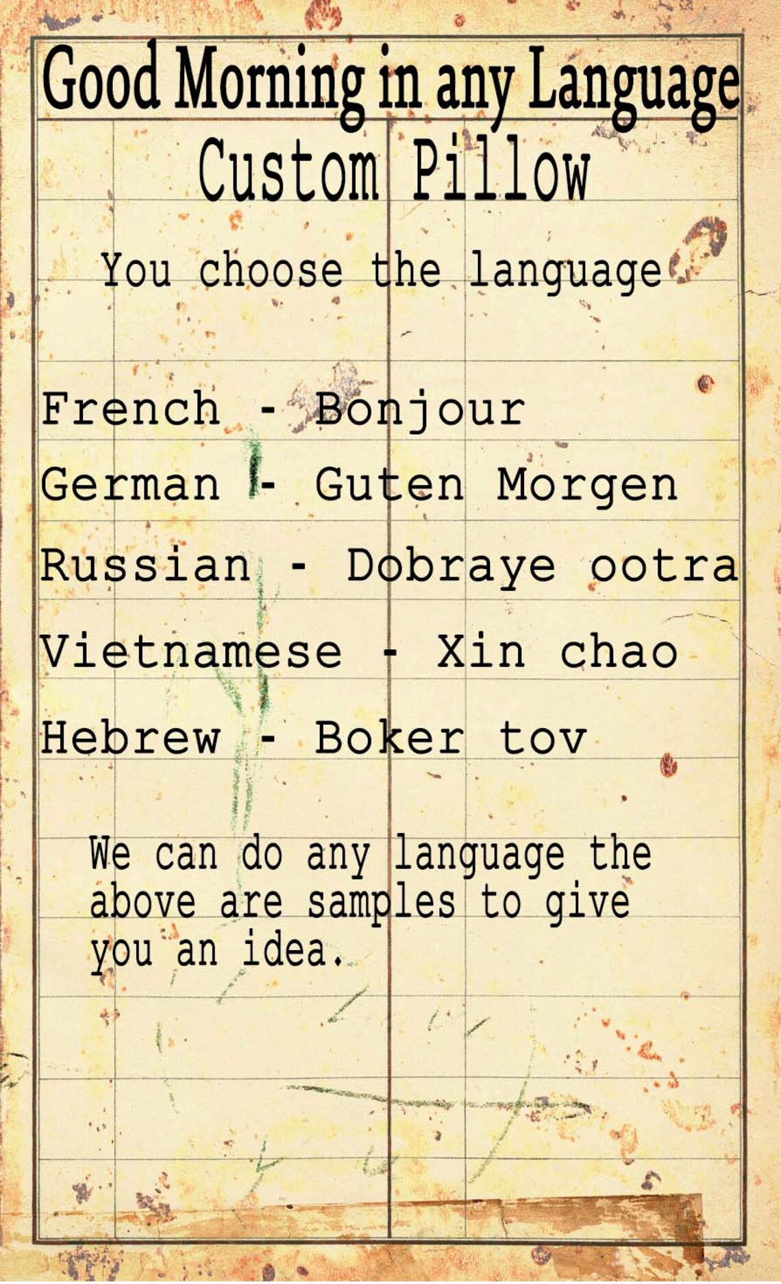 Good Day or Good Morning in Any Language Burlap Pillow - Etsy