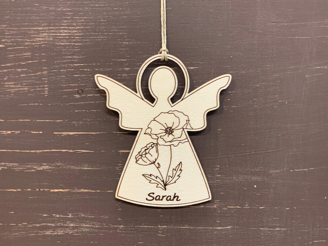 Personalized Birth Month Flower Angel Ornament - Birthday Angel - Laser ...