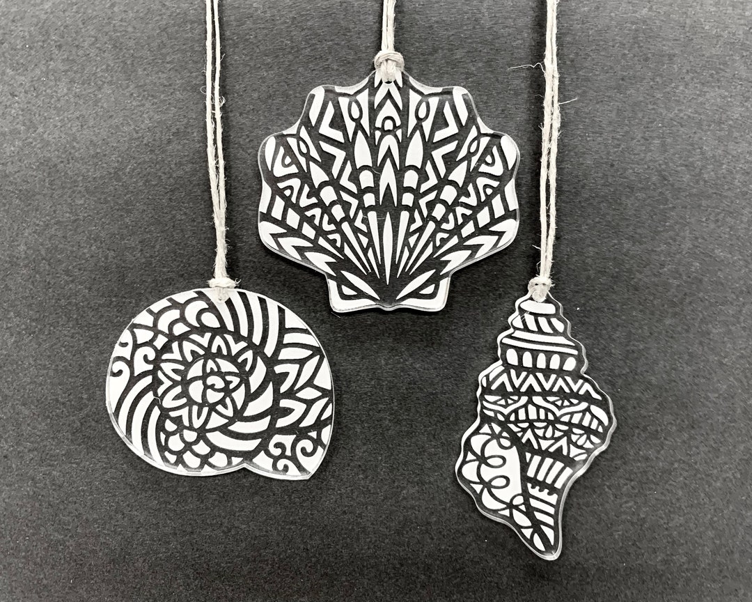 Mandala Seashell Ornament - Conch Shell, Oyster Shell, Nautilus Shell ...