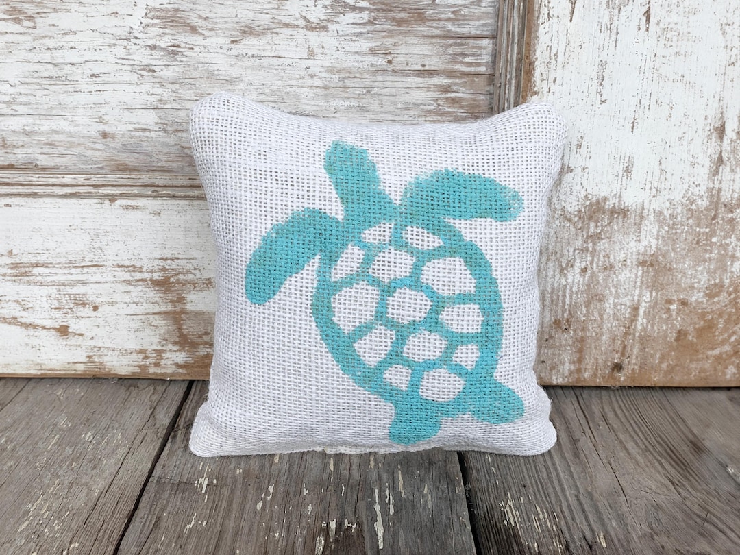 Sea Turtle- Burlap Feed Sack Doorstop - Nautical Door Stop - Sea Turtle Decor - Sea Turtle ...