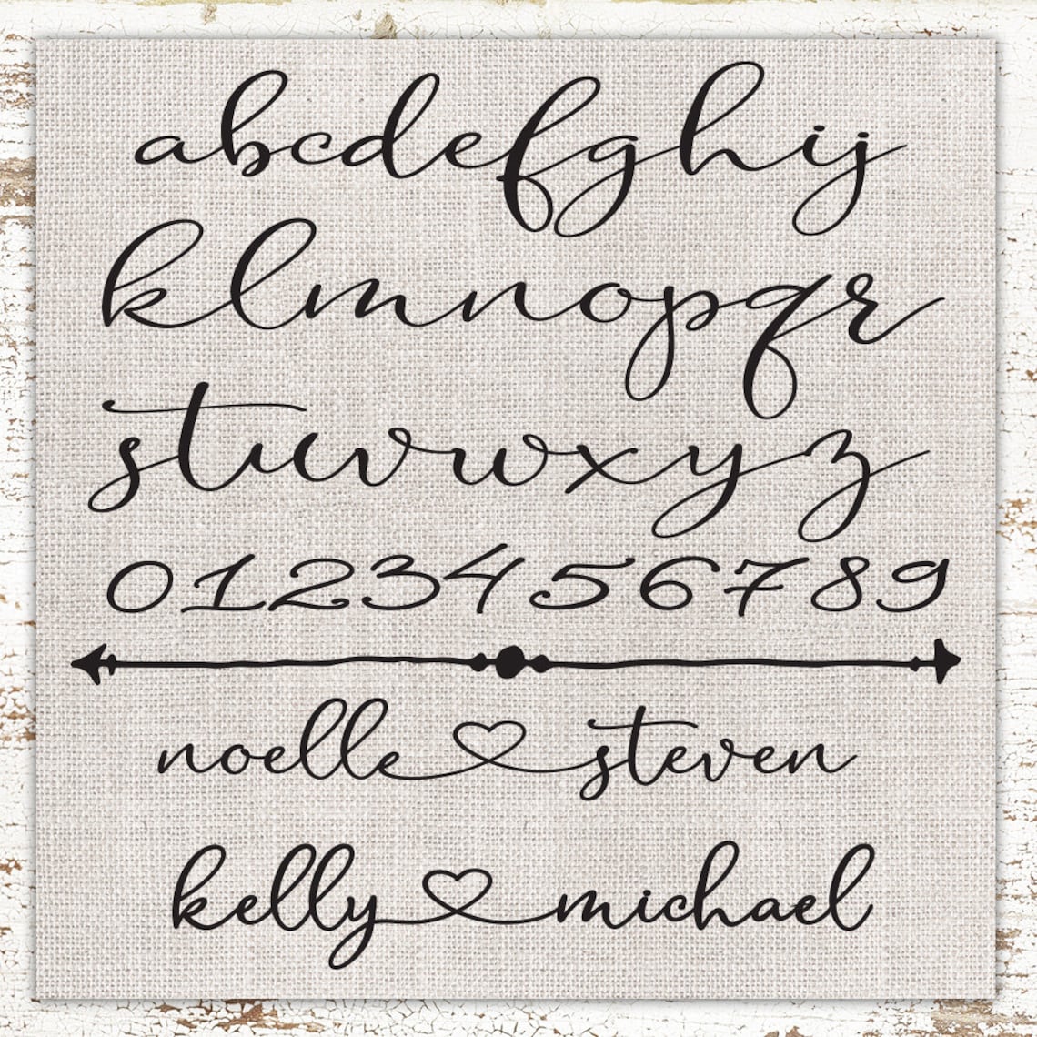 Hearts Together Cursive Script Burlap Pillow Personalize | Etsy