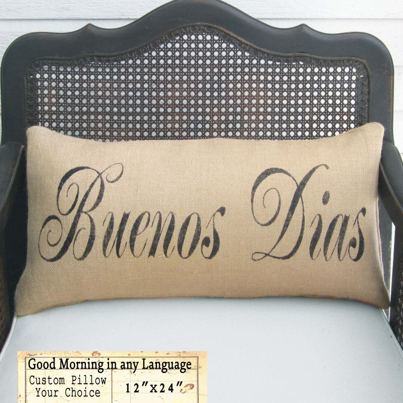 Good Day or Good Morning in Any Language Burlap Pillow - Etsy