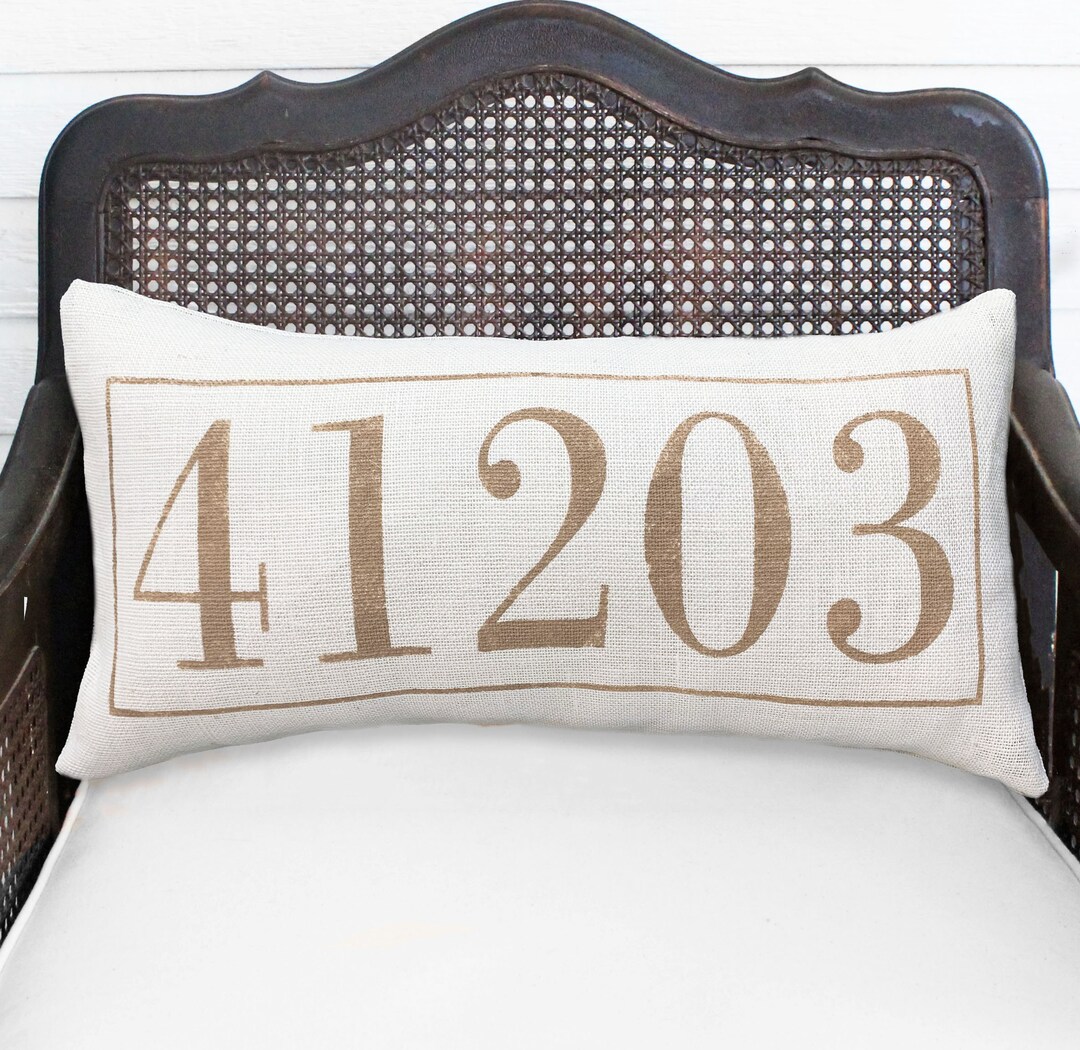 Classic Zip Code Pillow Burlap Pillow Lumbar Pillow Personalized ...