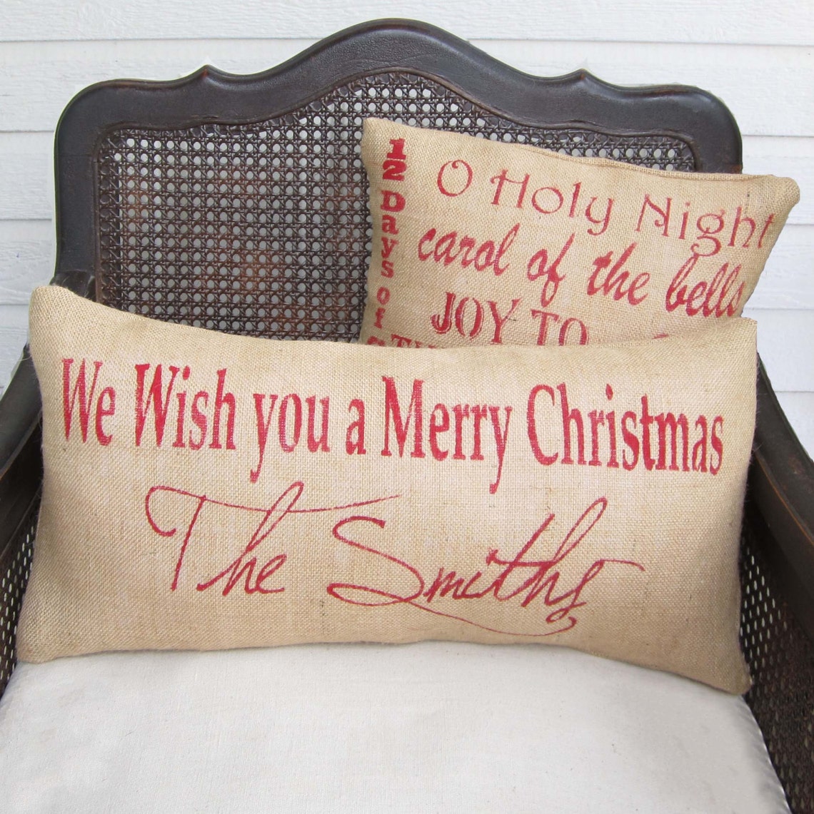 Christmas Carols Burlap Christmas Pillow - Etsy