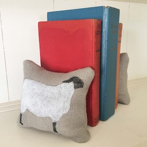 Suffolk Sheep Bookends - Petit Feed Sack Pillow Pair - Sheep Decor ...