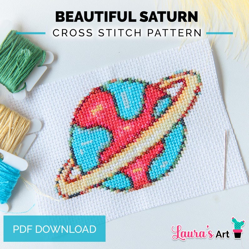 Saturn Cross Stitch Pattern: Space Needlework (PDF Download) - Etsy