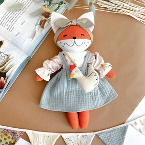 Handmade Fox Fabric Doll, Fox Linen Doll, Stuffed Heirloom Doll ...