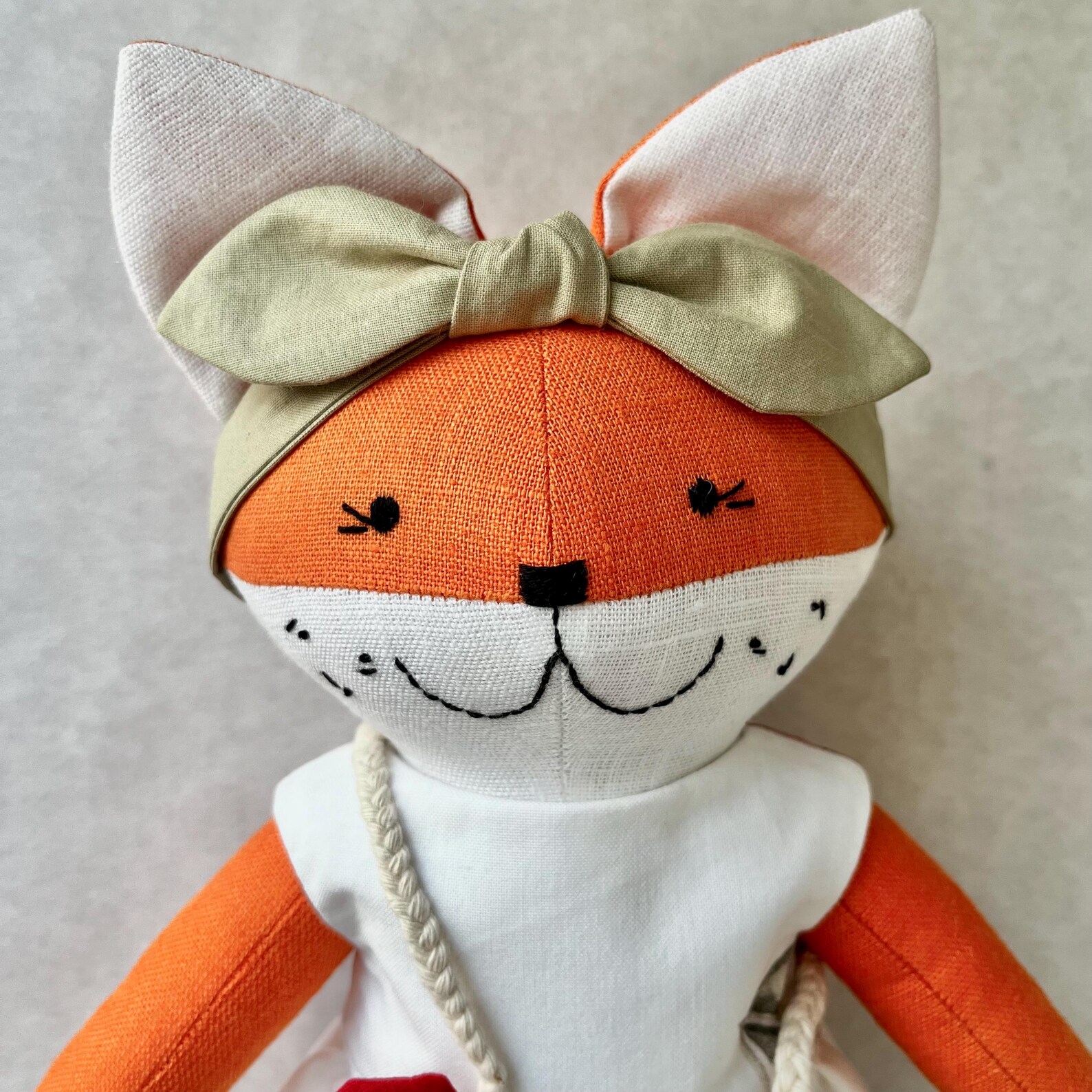 Linen Soft Fox Doll, Rag Stuffed Fox Doll, Handmade Soft Fox Toy ...