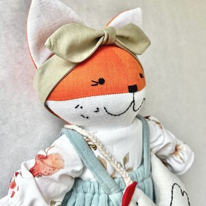 Handmade Fox Fabric Doll, Fox Linen Doll, Stuffed Heirloom Doll ...