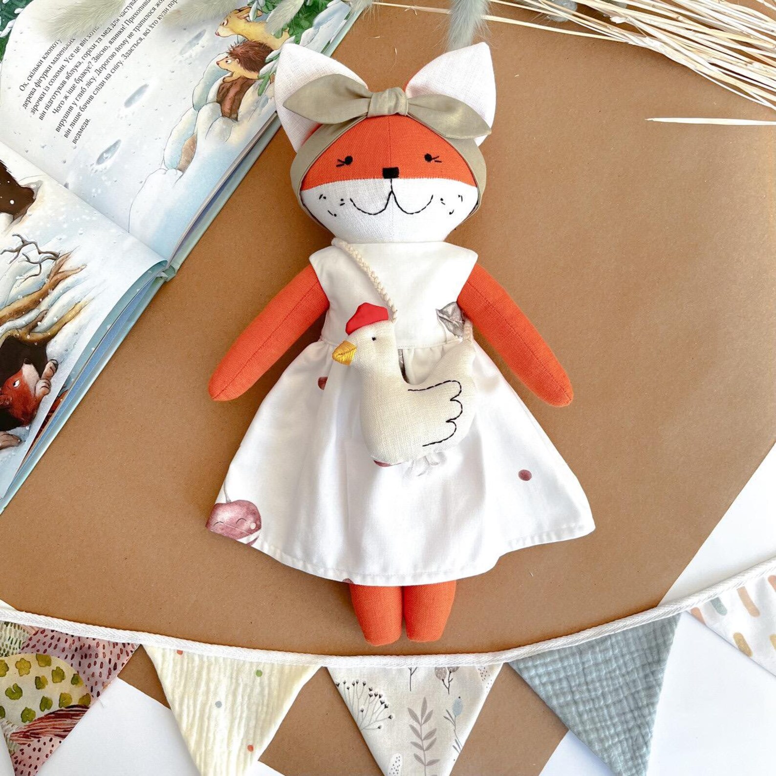 Linen Soft Fox Doll, Rag Stuffed Fox Doll, Handmade Soft Fox Toy ...