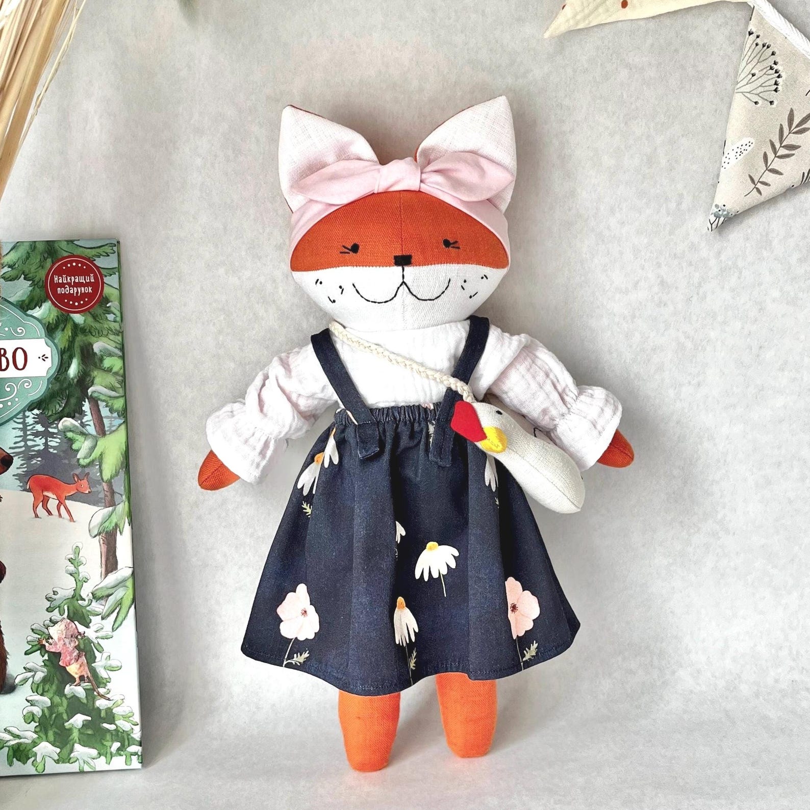 Textile Fox Doll, Rag Stuffed Doll, Art Doll Animal, Linen Soft Toy ...