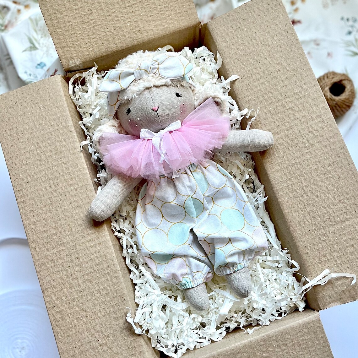 Handmade Sheep Rag Doll, Lamb Fabric Doll, Linen Sheep Doll, Stuffed ...
