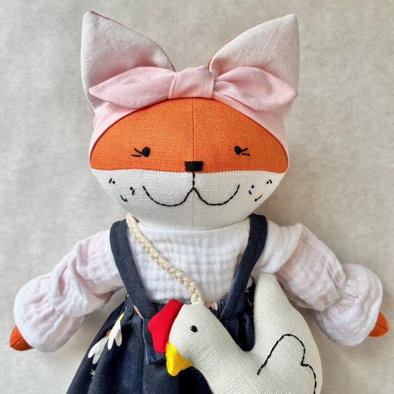 Textile Fox Doll, Rag Stuffed Doll, Art Doll Animal, Linen Soft Toy ...