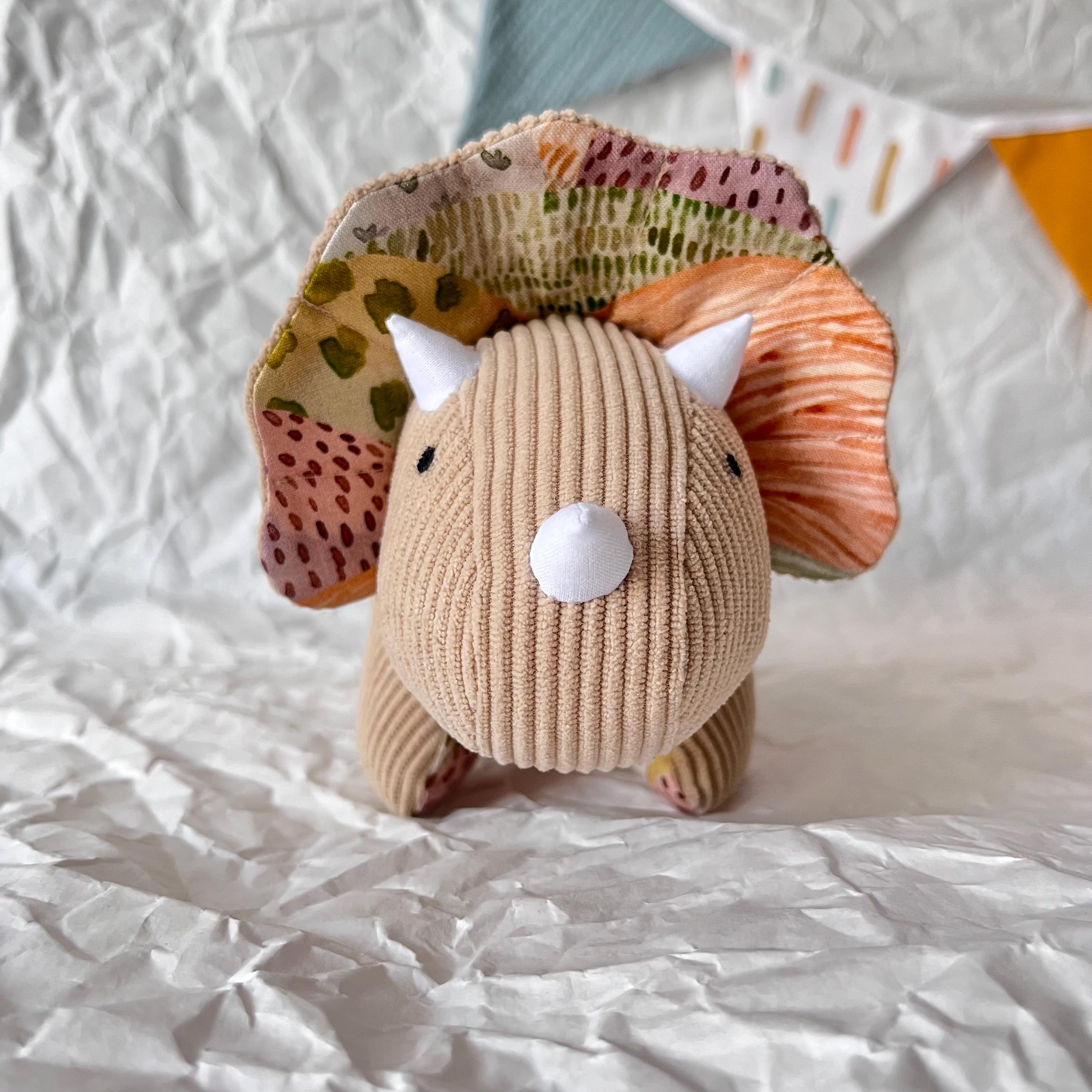 Fabric Triceratops Toy, Stuffed Dinosaur Toy, Art Toy Animal, Handmade ...