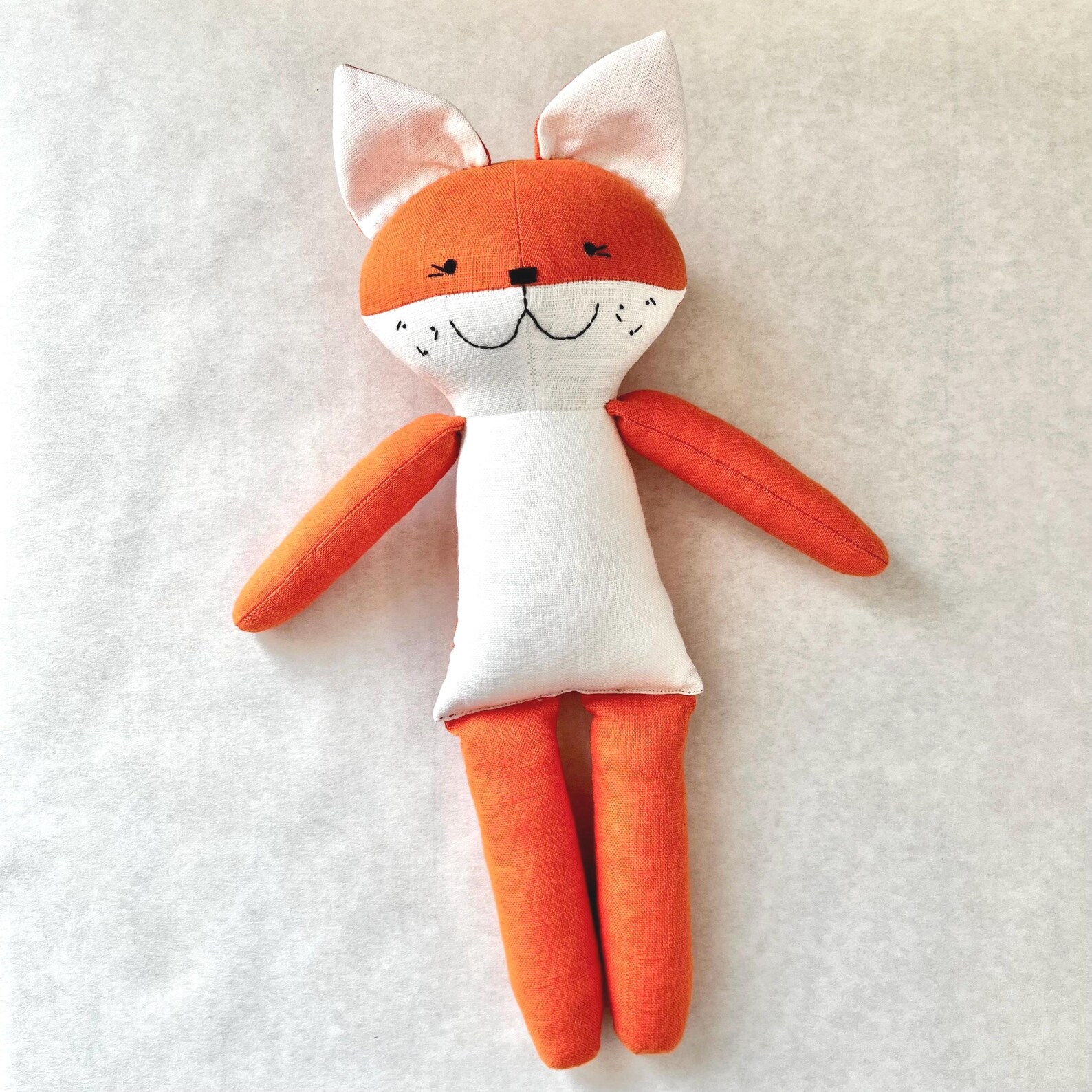 Textile Fox Doll, Rag Stuffed Doll, Art Doll Animal, Linen Soft Toy ...