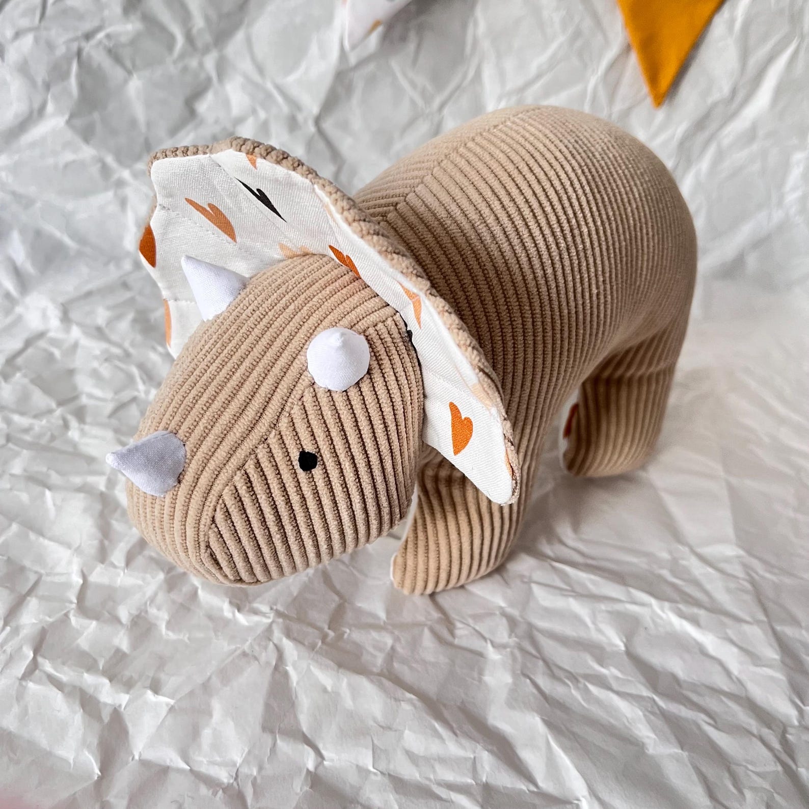 Triceratops Soft Toy, Fabric Dinosaur Toy Handmade, Heirloom Child Gift ...