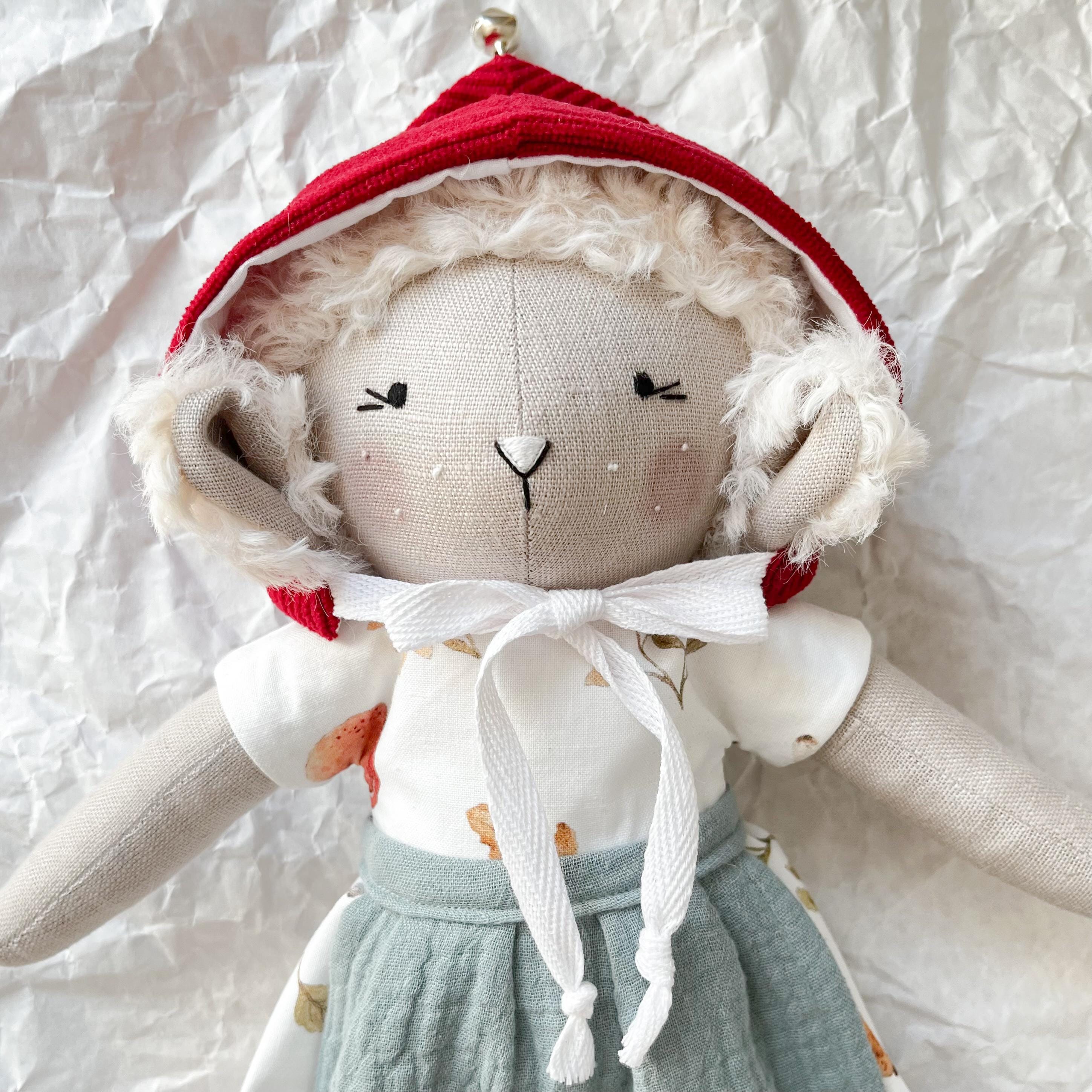 Handmade Fabric Sheep Doll, Linen Lamb Doll, Stuffed Heirloom Doll ...