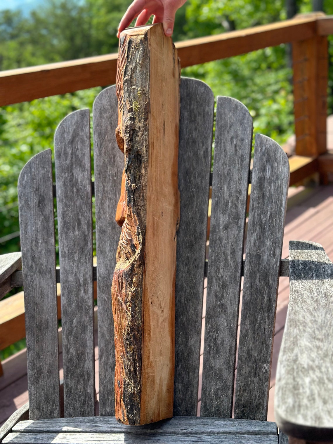 Albert Wood Carving Bearded Man Large Wood Spirit Carved Into Locust ...