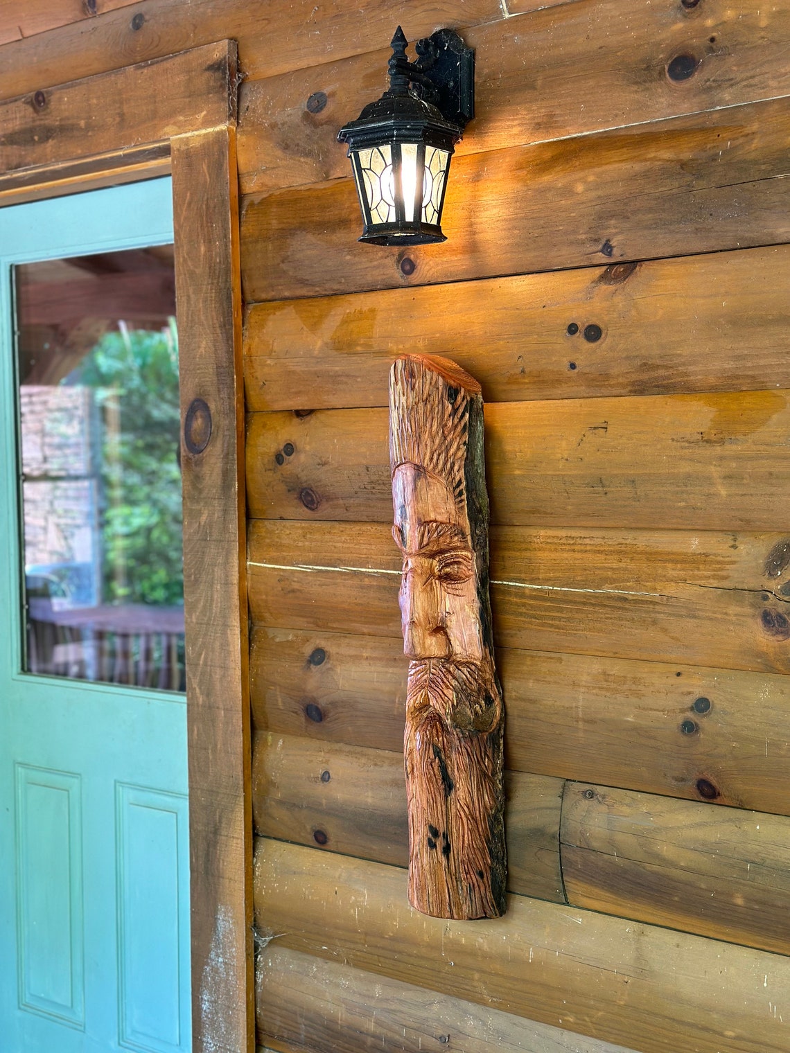 Albert Wood Carving Bearded Man Large Wood Spirit Carved Into Locust ...