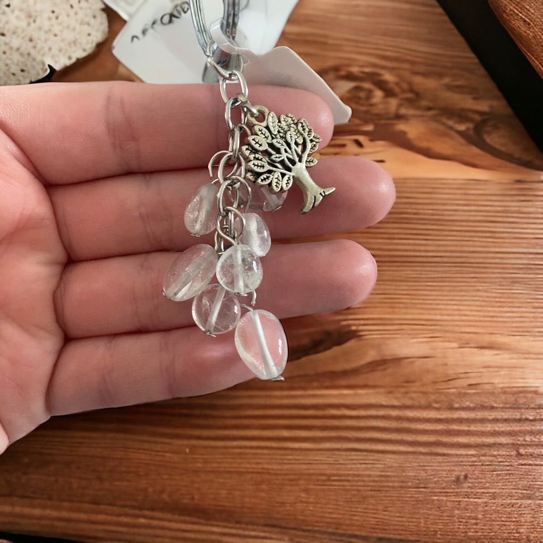 Rock Crystal Tree of Life Key Ring - Etsy