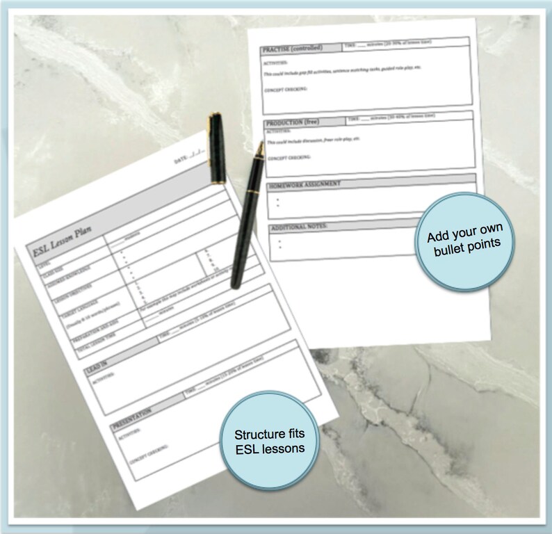 ESL Lesson Plan Blank Template - Etsy