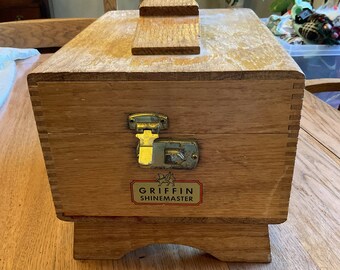 Mid Century Wooden Box Joint Esquire Deluxe Shoe Valet Box Vintage Shoe ...