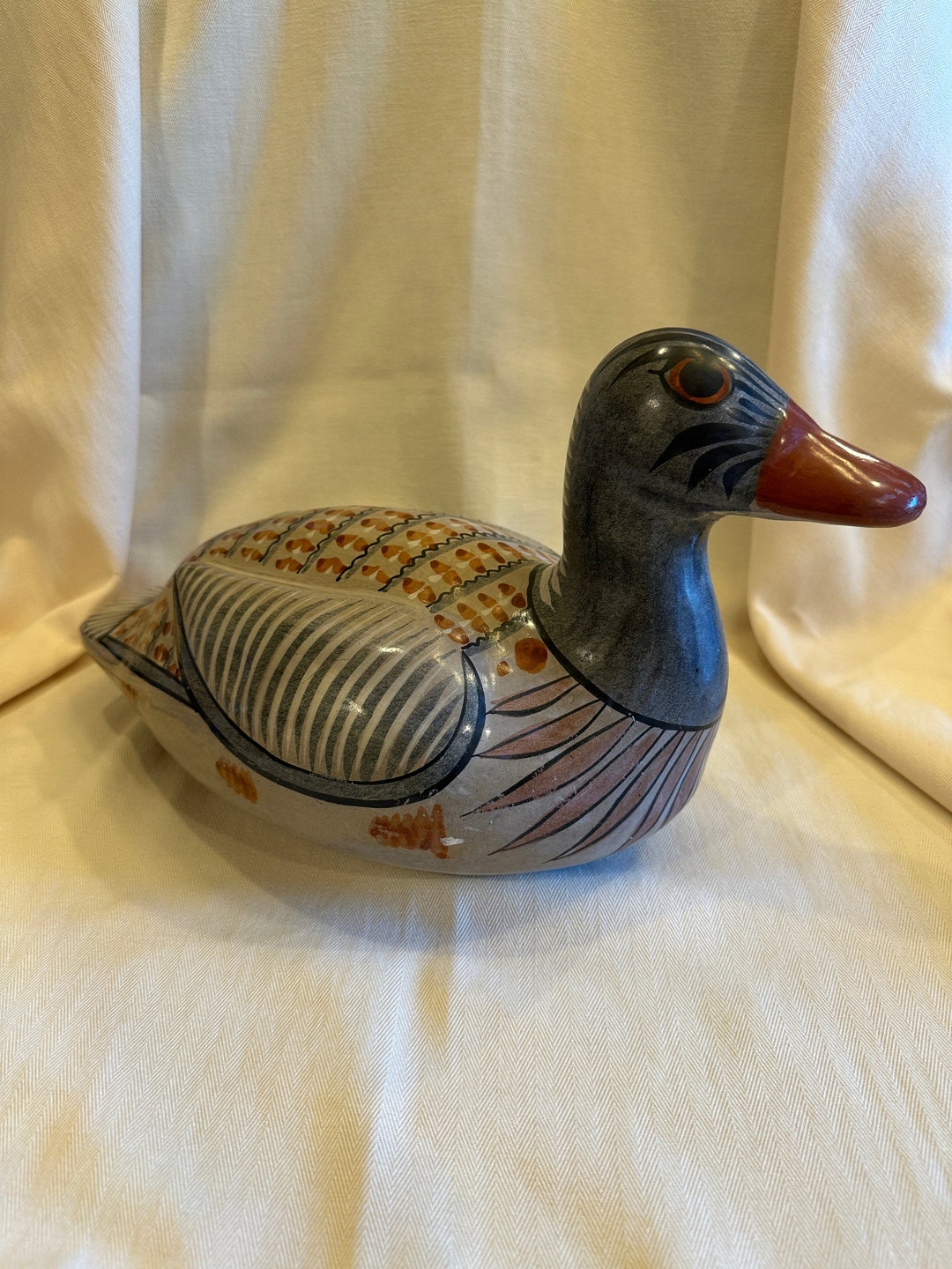 Large Vintage Tonala Pottery Duck - Etsy