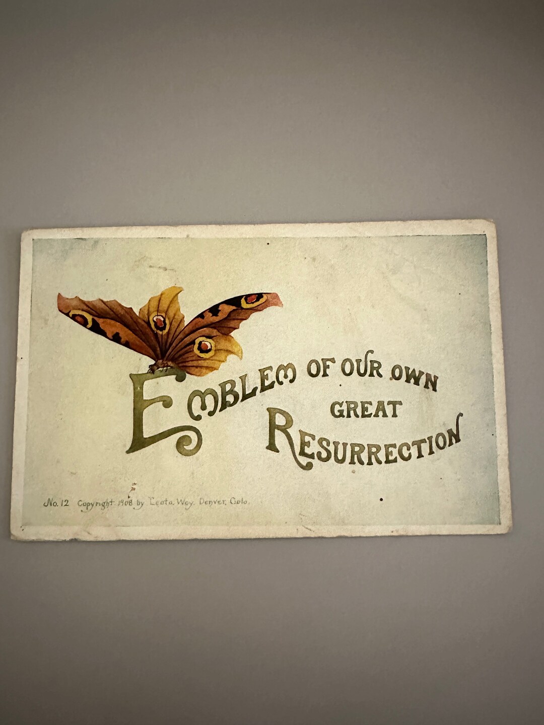 Antique Early 1900s Postcard Emblem of Our Great Resurrection Butterfly ...