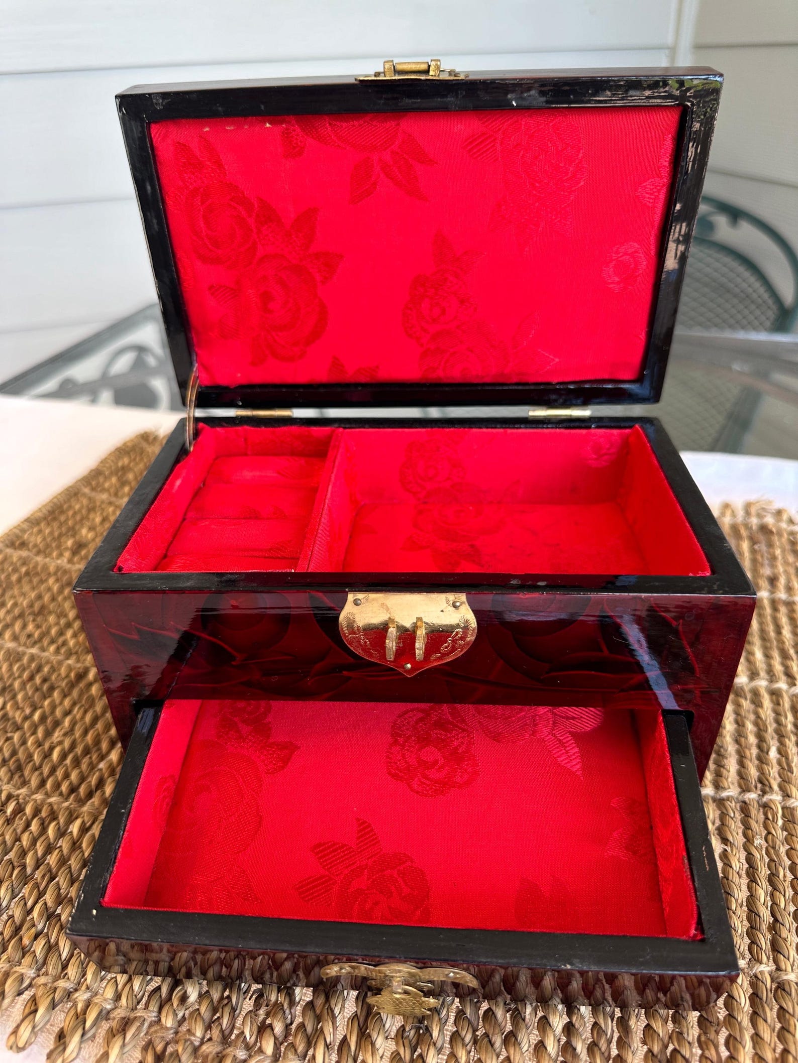 Vintage 1960s Cherry Lacquered Jewelry Box Asian Inspired - Etsy