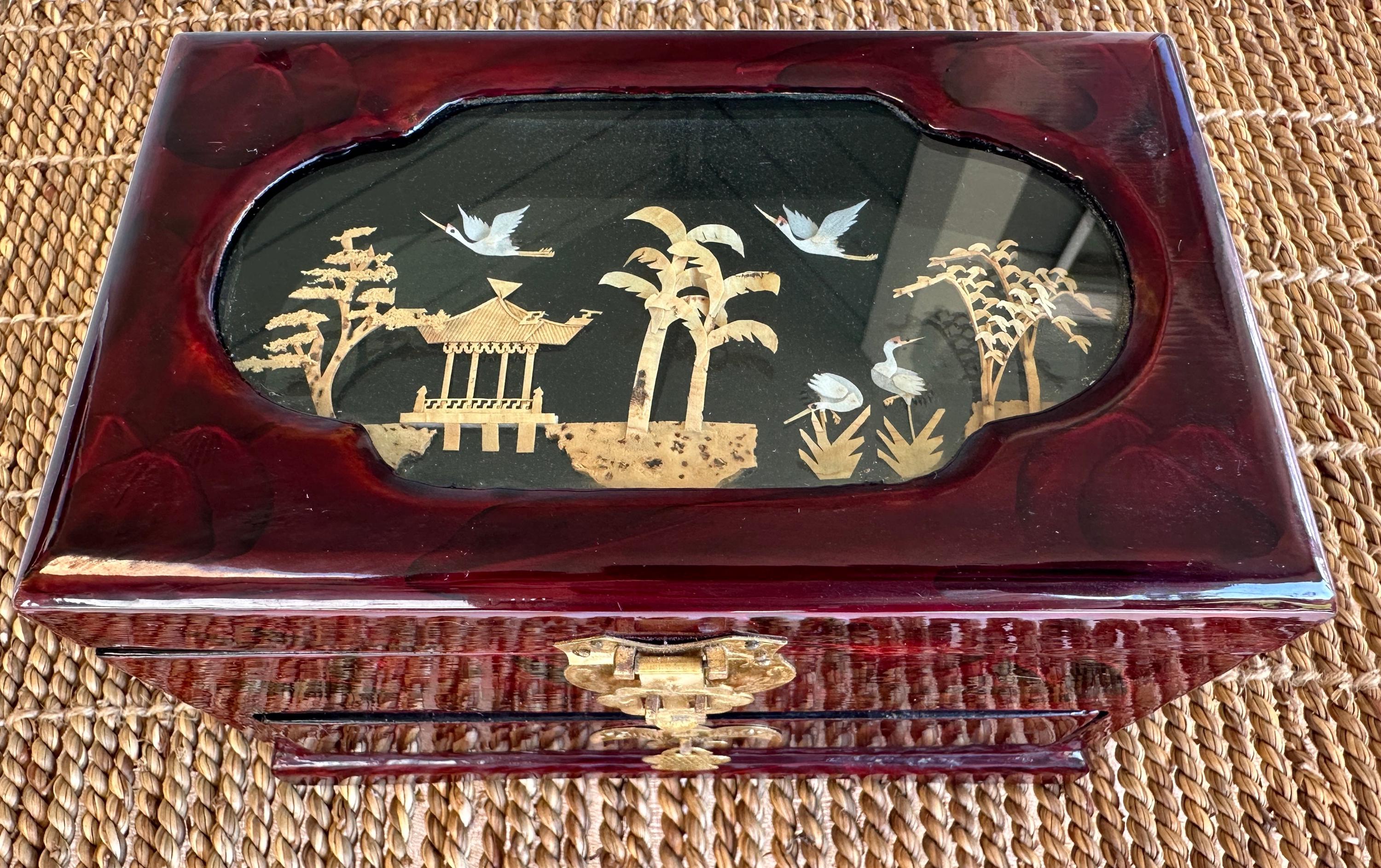 Vintage 1960s Cherry Lacquered Jewelry Box Asian Inspired - Etsy
