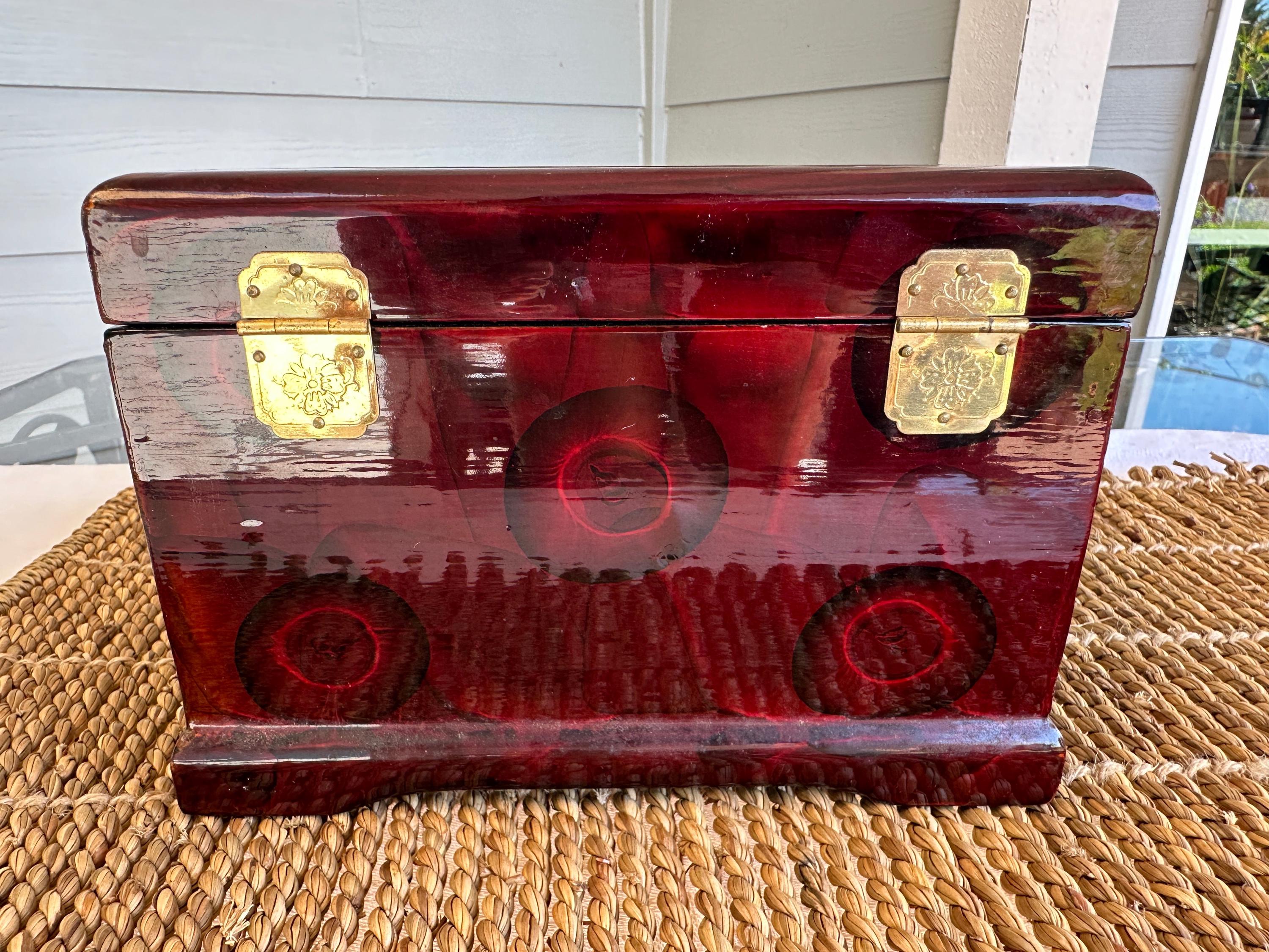 Vintage 1960s Cherry Lacquered Jewelry Box Asian Inspired - Etsy