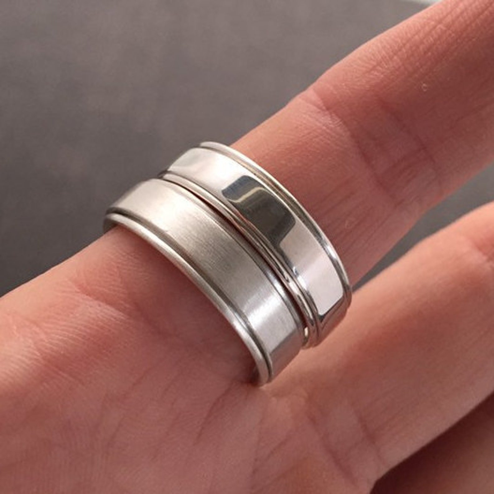 Handmade Spinner Ring in Sterling Silver Choose Your Finish | Etsy