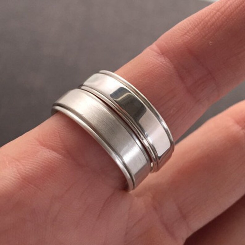 Handmade Spinner Ring in Sterling Silver Choose Your Finish | Etsy