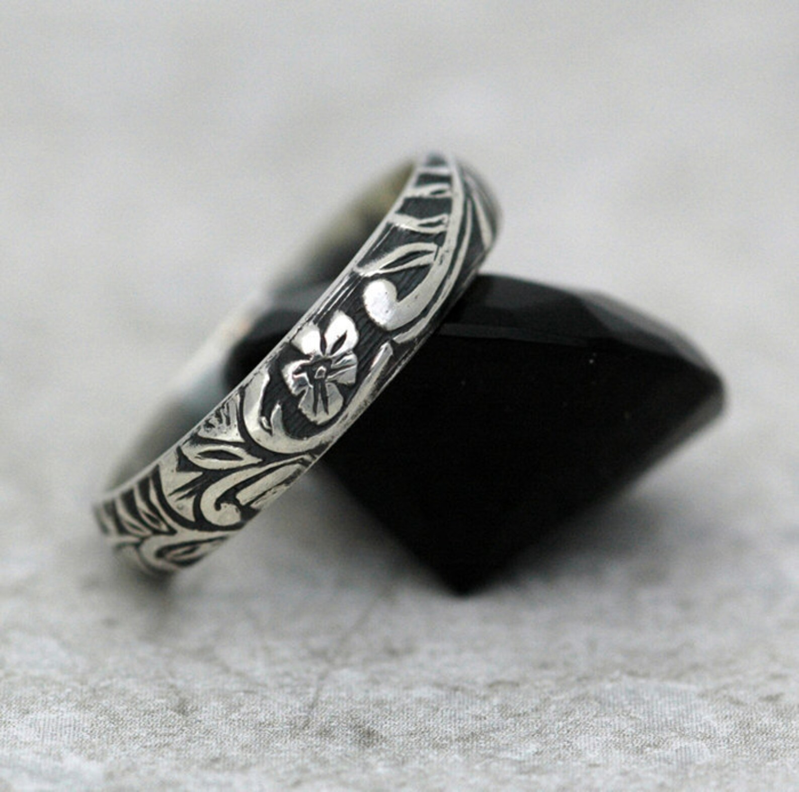 Floral and Scroll Ring in Sterling Silver Ready to Ship in - Etsy