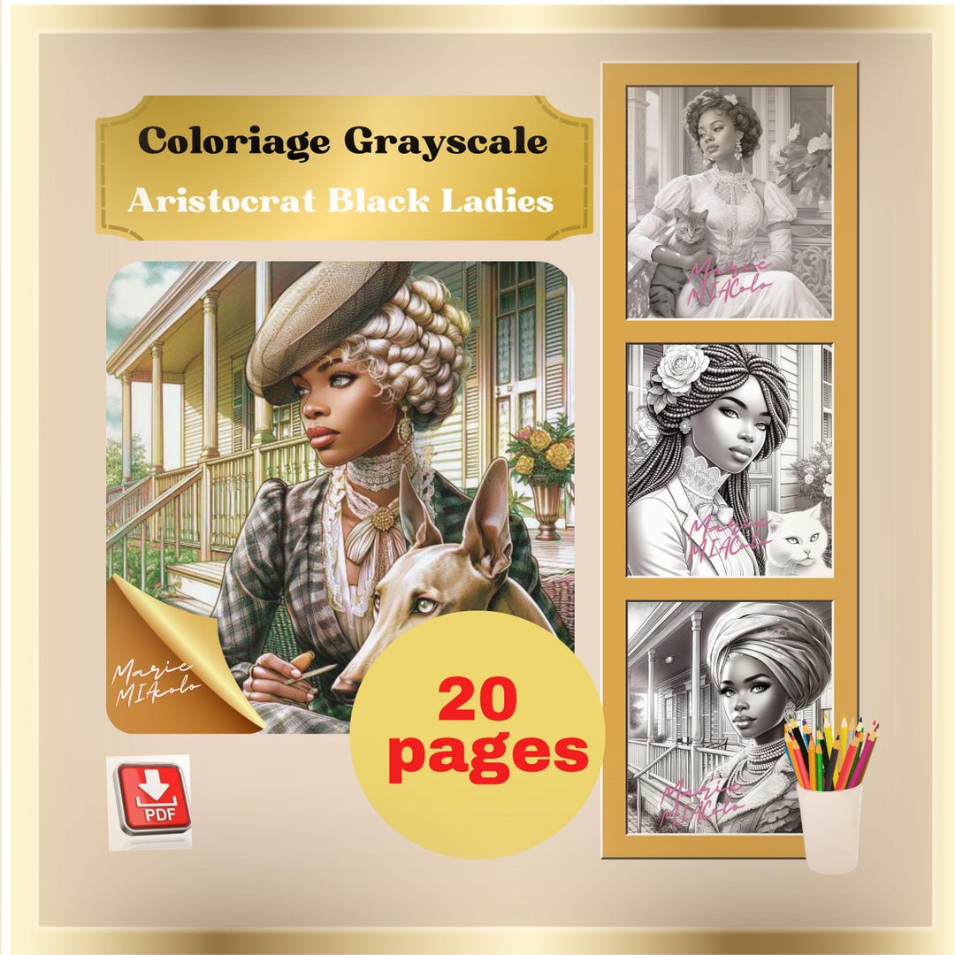 20 Adult Coloring Pages, Grayscale Dark and Light, Black Beauties ...