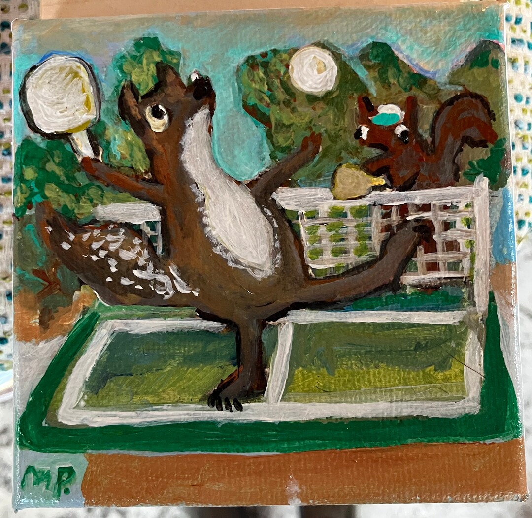 Squirrels Playing Pickle Ball, From Summer Squirrels Series - Etsy