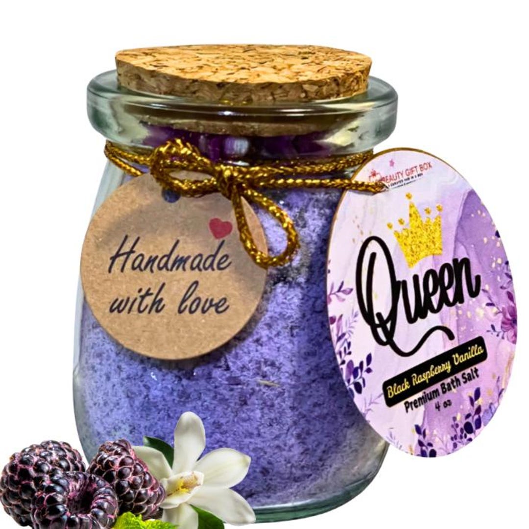 Queen Black Raspberry Vanilla Bath Salt in Glass Jar 4 Oz - Etsy