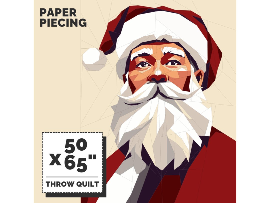Xmas Santa Portrait Quilt Pattern, Paper Piecing Quilt Patterns ...