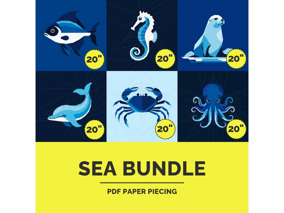 Sea Animal Paper Piecing Quilt Patterns, Beginner Friendly (PDF ...
