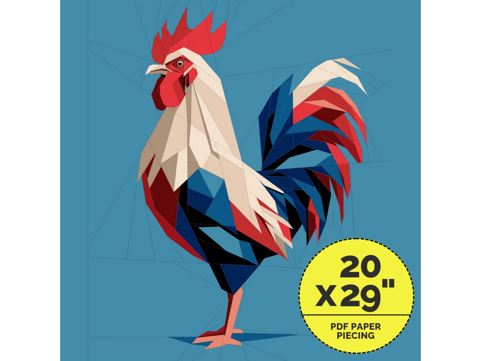 Rooster Quilt Pattern, Easy Paper Piecing (20x29 Inch) (PDF Pattern) - Etsy