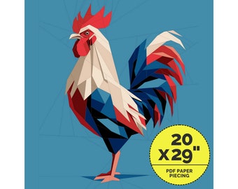 Rooster Quilt Pattern, Easy Paper Piecing (20x29 Inch) (PDF Pattern) - Etsy