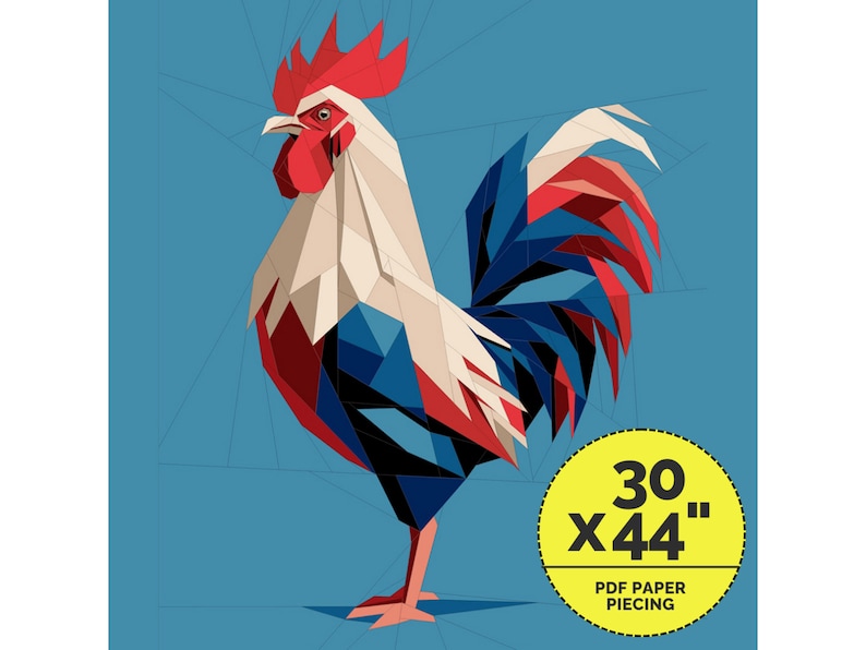 Rooster Quilt Pattern, Easy Quilting Patterns for Beginners | Instant ...