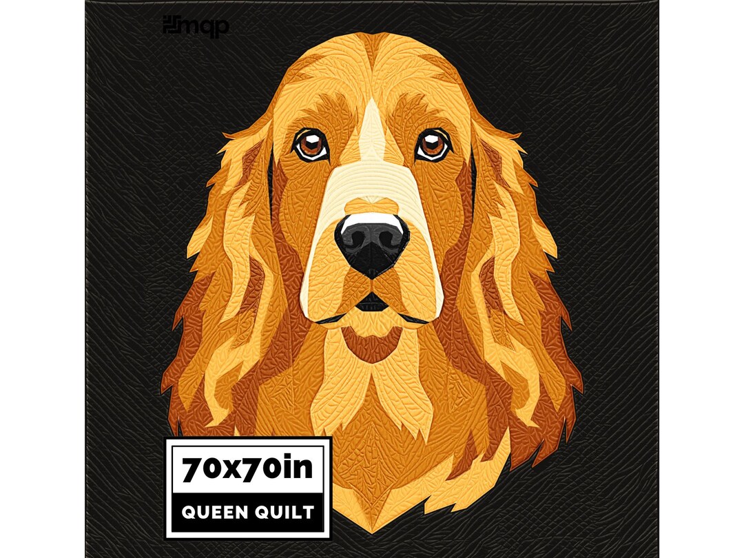 Cocker Spaniel Quilt Pattern | Rich Gold Dog Portrait, 70" FPP (PDF ...