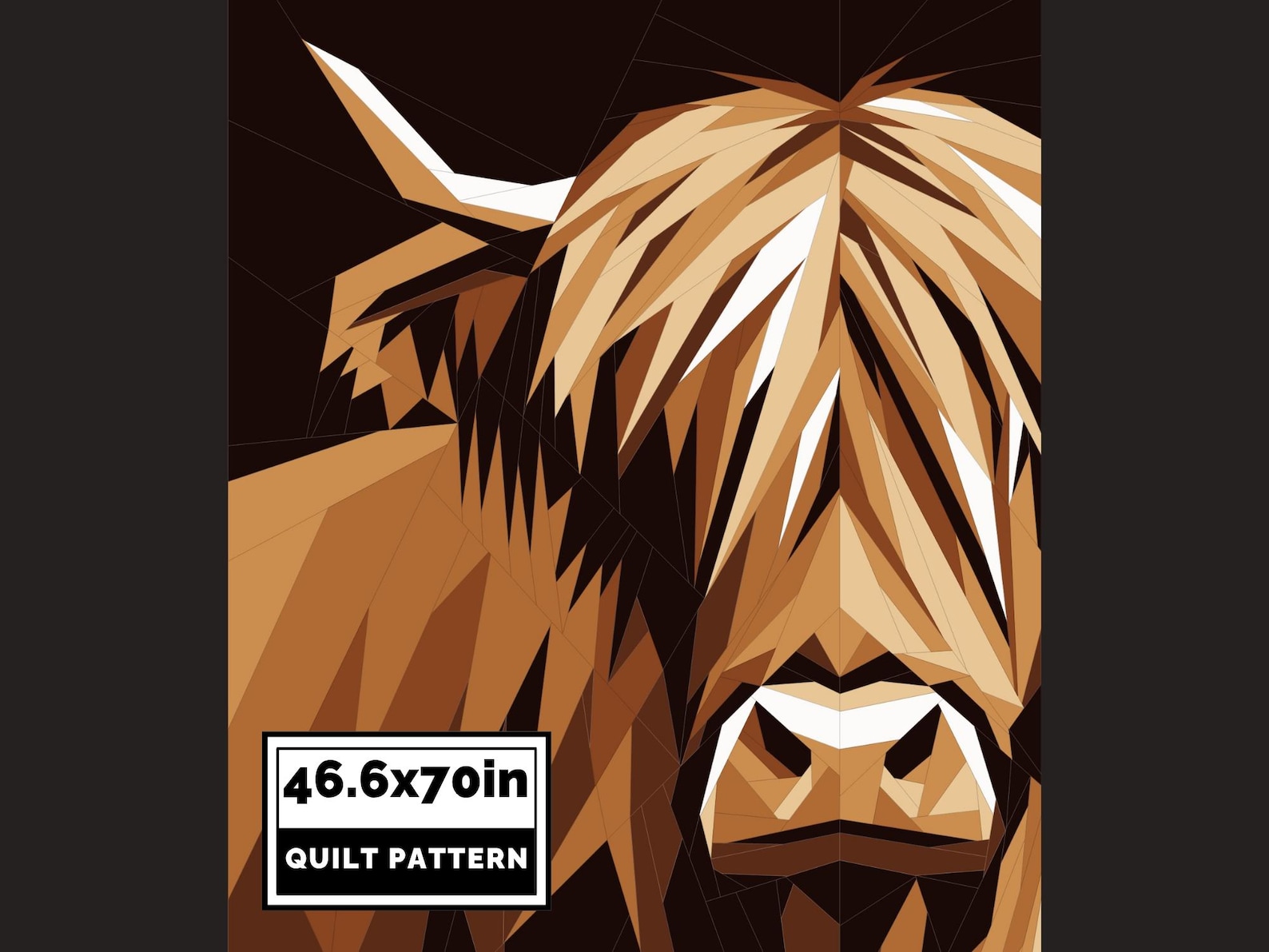 Highland Cow Quilt Pattern – Large Scottish Cow FPP, Rustic Wall Art ...