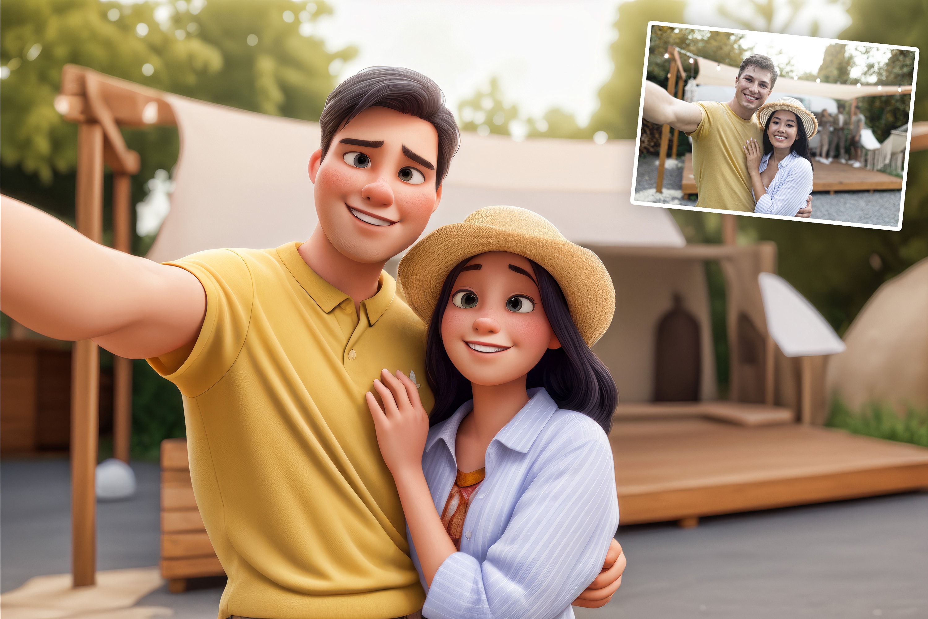 Pixar-inspired Custom Cartoon Animation Personalised Family Print or ...